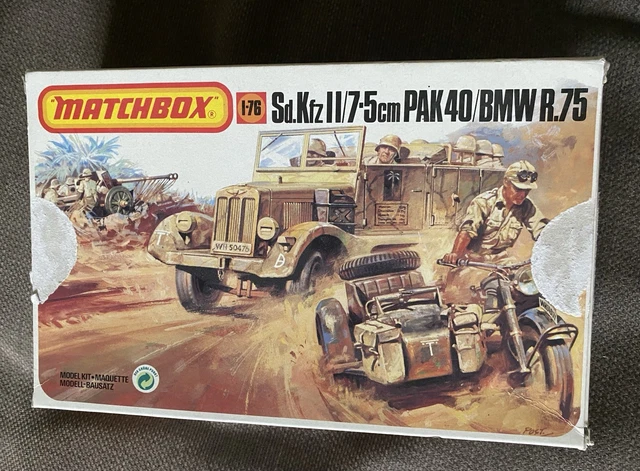 MATCHBOX SD.KFZ. 11 , 7.5cm PaK 40 , BMW R.75 1:76 scale model kit PK ...