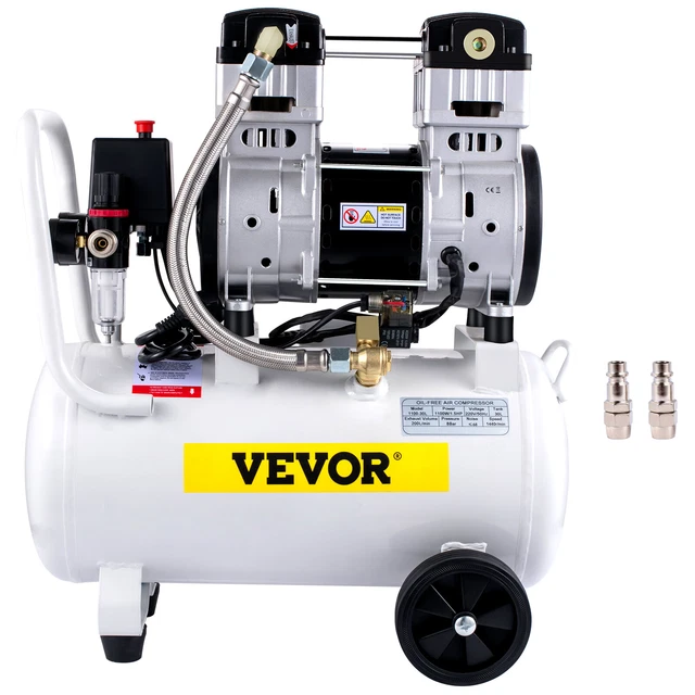 VEVOR COMPRESSEUR D'AIR Sans Huile Moteur Silencieux Portable 30L 1100W 200L/min £170.33 ...