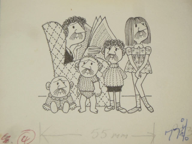 BRUCE ANGRAVE ORIGINAL Pen & Ink Cartoon (c1970s) Family With ...