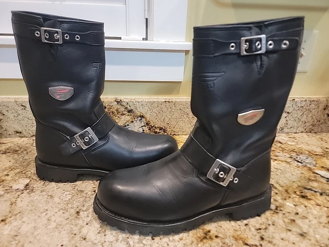 RED WING ENGINEER 988 Steel Toe Motorcycle Boots Black Leather Biker ...