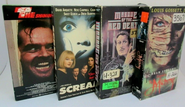 4 OLD VINTAGE Horror VHS Tapes The Shining,Scream,The Mummy,Masque of ...