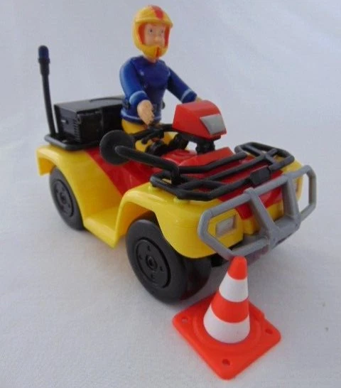 FIREMAN SAM IN Crash Helmet Posable Figure With Rescue Quad Bike And ...