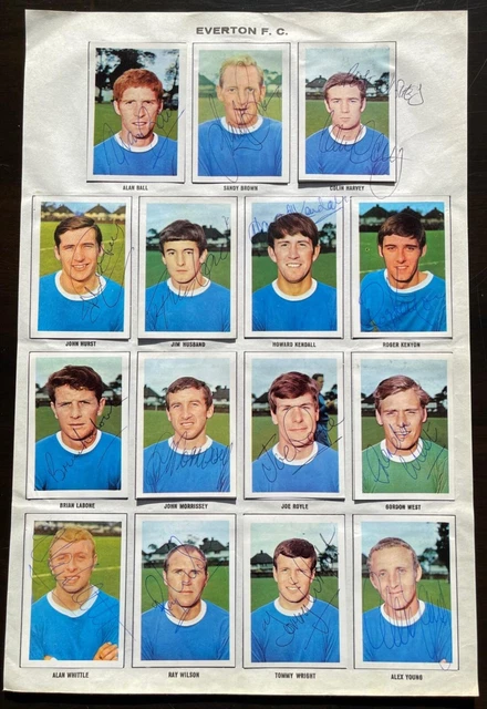 EVERTON SIGNED 1968/69 FKS Soccer Stars Team sticker card set ALAN BALL ...