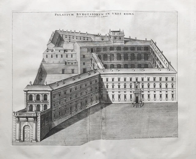 ROMA ROME PALAZZO Borghese Architecture Veduta Engraving Mortier 1704 ...