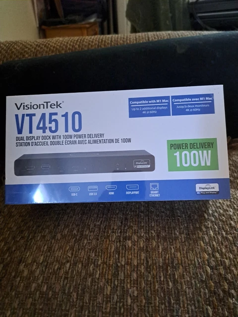 VISIONTEK VT4510 DUAL Display Docking Station w/100W Power Delivery USB ...