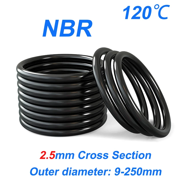 2.5MM CROSS SECTION O Rings NBR Nitrile Rubber 9-250mm OD Oil Resistant ...