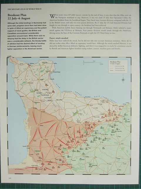 WW2 WWII MAP ~ Breakout Plan 22 Jul-6 Aug Front Lines $59.82 - PicClick AU