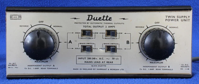 H&M DUETTE TWIN controller for model railway 240V~12V DC and 16V AC ...
