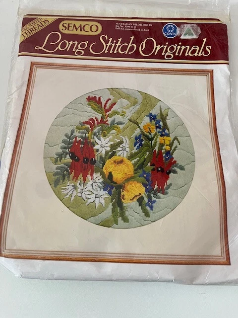 SEMCO LONG STITCH Kit Australian Wildflowers Flowers Needlepoint ...