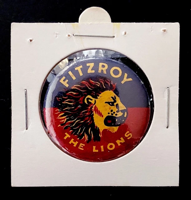 VFL VINTAGE TIN Badge 1963 Rare Yellow Lion Fitzroy Football Club ...