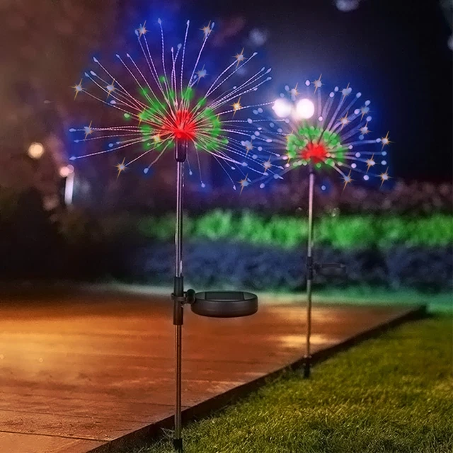 FIREWORK SOLAR GARDEN Lights Stake LED outdoor fairy light Red Green ...