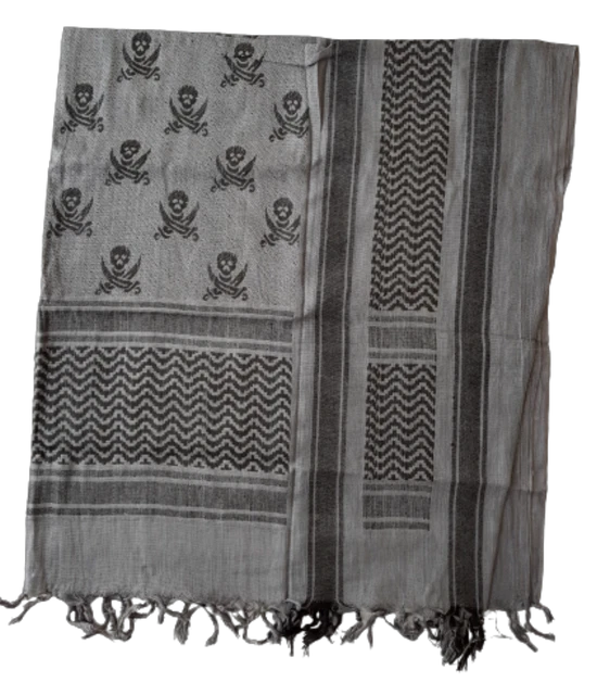 GREY SKULL SHEMAGH Scarf Cotton Arab Military keffiyeh Head Wrap Neck ...