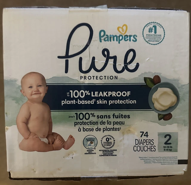 PAMPERS PURE DISPOSABLE Diapers Size 2, 74 count £22.81 - PicClick UK