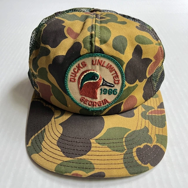 VINTAGE DUCKS UNLIMITED 80s Trucker Hat Snapback Cap Camo Georgia Patch ...