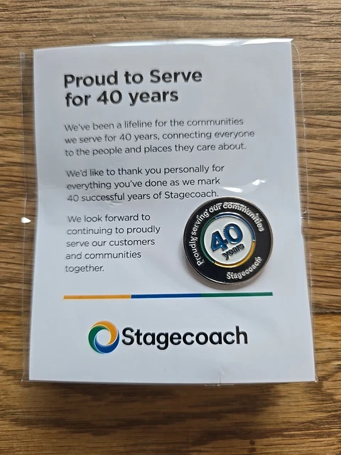 STAGECOACH 40 YEAR service pin badge £3.00 - PicClick UK