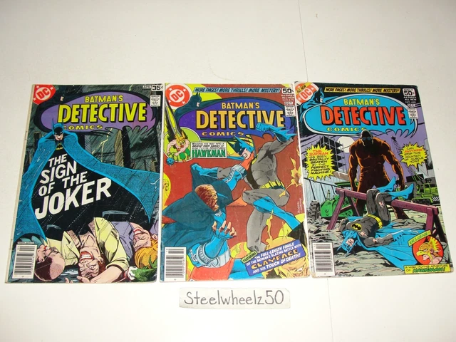 LOT DE BANDES dessinées Detective Comics #476 479 & 480 DC 1978 Batman ...