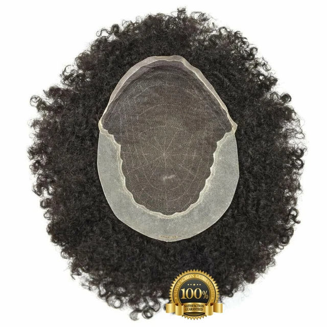 UOMO TOUPET AFRO Q6 Ricci Umano Parrucchino Francese Lace Front ...