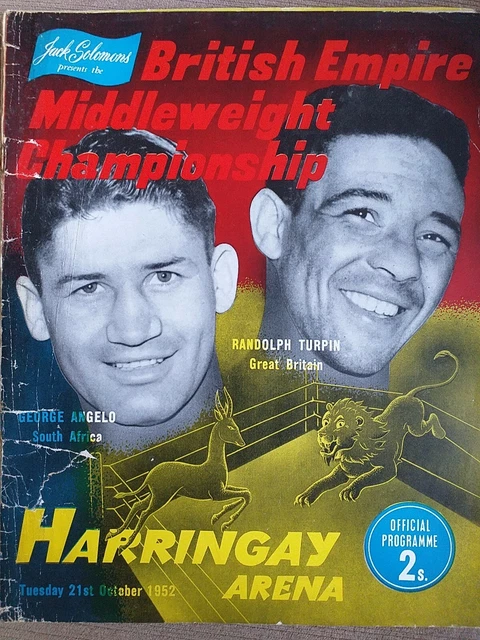 GENUINE VINTAGE BOXING Programme Randolph Turpin From 1952 Harringay ...