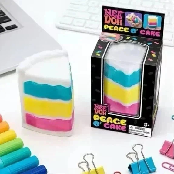 NEEDOH PEACE O' CAKE Squishy Toy NEE DOH Rainbow Cake Stress Ball New ...