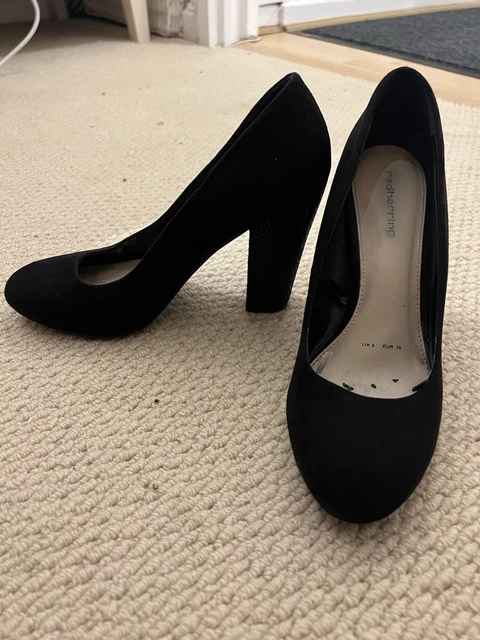 BLACK DEBENHAMS RED herring size 6 chunky heel snake Almond Toe High ...