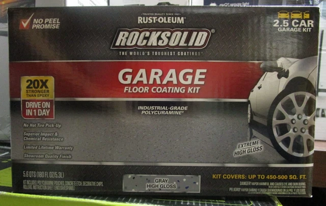 RUST-OLEUM ROCKSOLID 2.5 Car Garage High Gloss Floor Coating Kit 365193 ...
