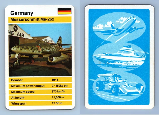 MESSERSCHMITT ME-262 - Fighters & Bombers 1970's Dubreq Top Trumps Card ...
