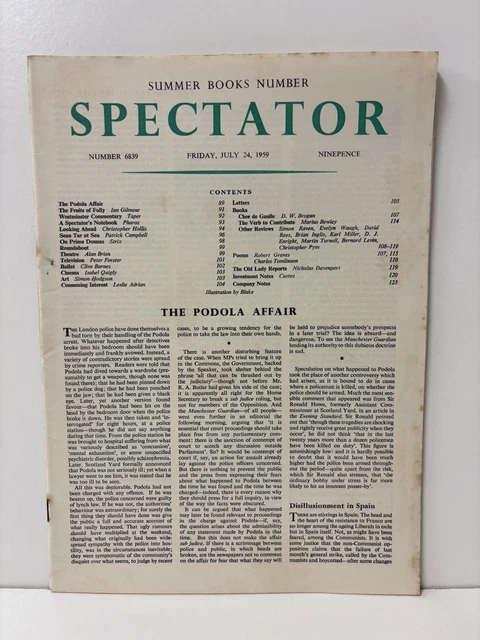 THE SPECTATOR MAGAZINE 24 July 1959 The Podola Affair £15.00 - PicClick UK