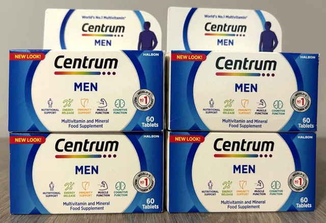 4 X CENTRUM For Men Multivitamin & Mineral 60'S = 240 Tablets Total ...