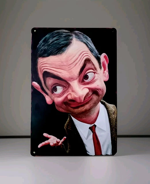 BLECH- METALLSCHILD- &MR. BEAN"-VORGELOCHT- TOLLE KARIKATUR-20 x 30 cm ...