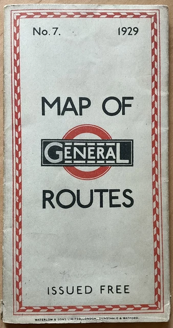 LONDON ‘ GENERAL MAP OF ROUTES ‘ No 7, 1929 Good Clean Bright Condition ...