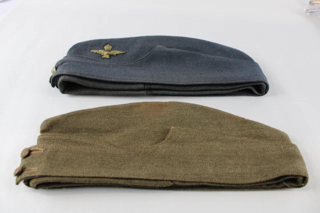 WW.2 MILITARY SIDE Caps Inc. 1941 Dated Army & R.A.F Officers x 2 £36. ...