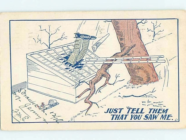 PRE-1907 COMIC MAN FALLS OFF LADDER AND GOES THROUGH THE ROOF HL2011 $2 ...