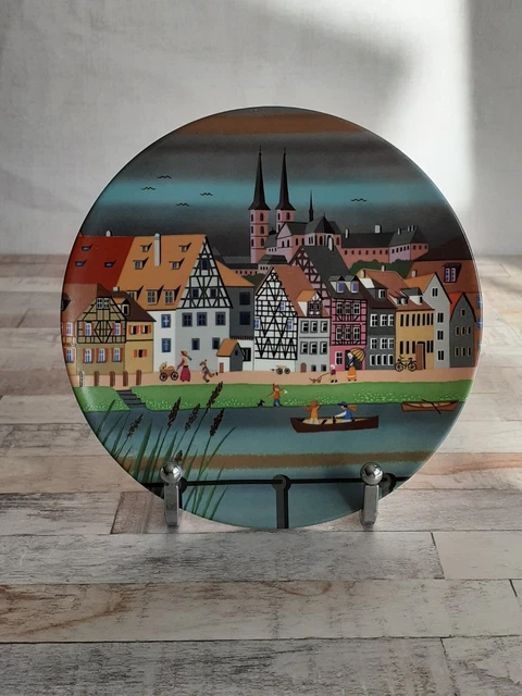 VINTAGE POOLE POTTERY Village Scene Transfer Plate Barbara Furstenhofer ...