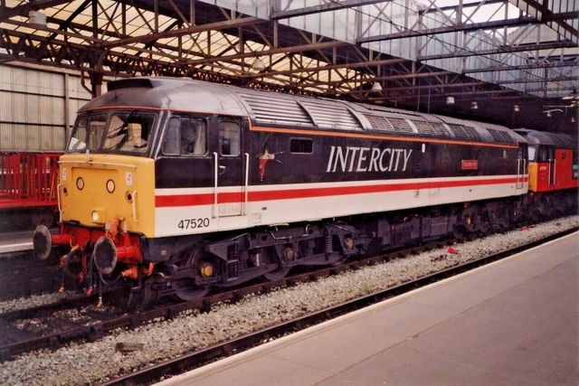 CLASS 47 NO 47520 in intercity swallow with its name at crewe £1.20 ...