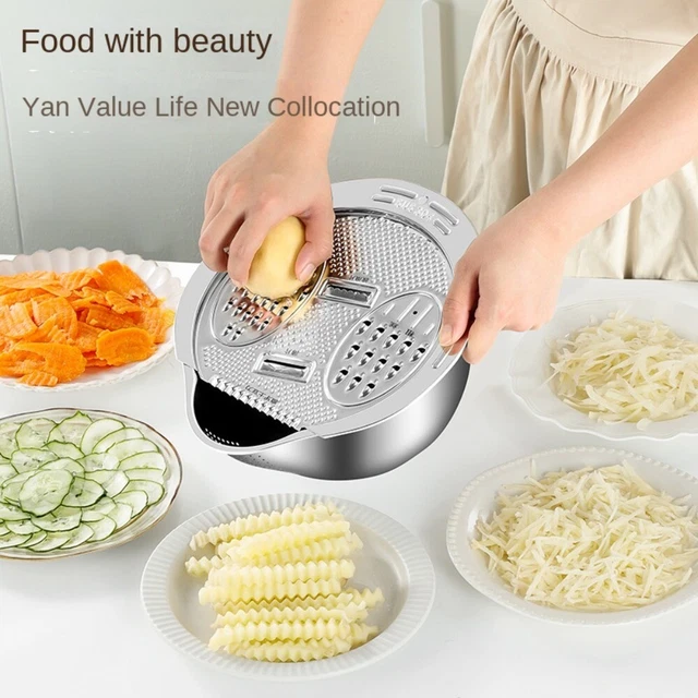 LARGE CAPACITY RICE Wash Basin with Grater Cover Kitchen Drain Basket £ ...