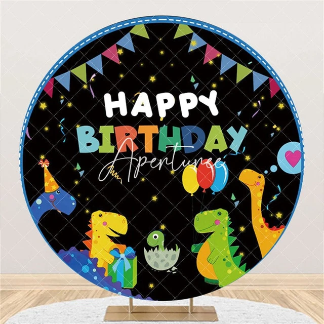 COLORFUL DINOSAUR FLAGS Round Happy Birthday Backdrop $37.90 - PicClick AU
