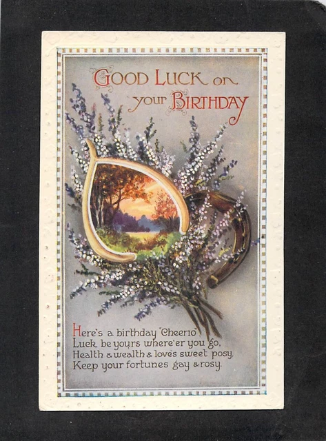 A8397 GREETINGS BIRTHDAY Good Luck Poem A&H Glossy vintage postcard EUR ...