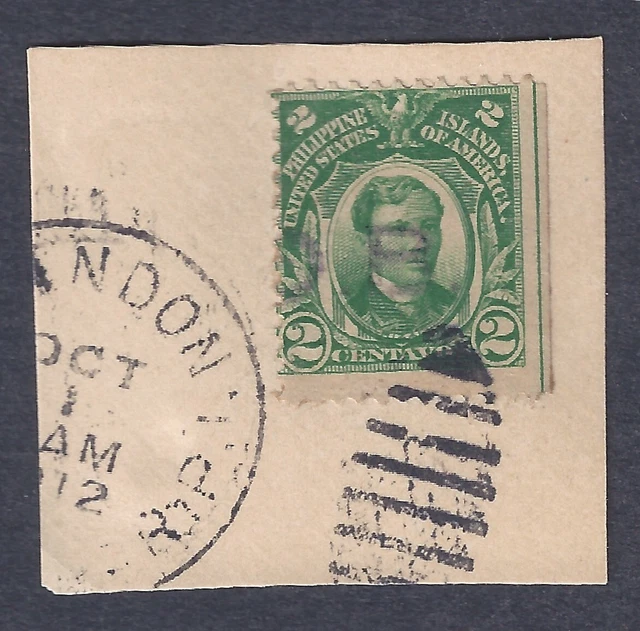 USED 2C PHILIPPINE Stamp on Paper, With an Oct 1, 1912 Postmark $0.99 ...