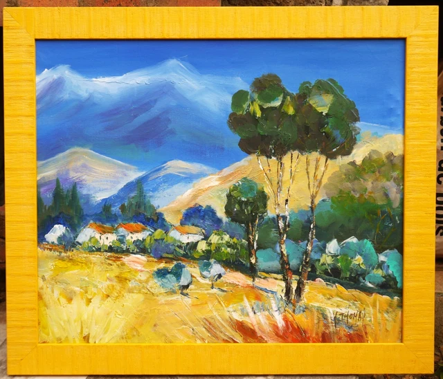 TABLEAU SIGNÉ THOMAS: hameau de montagne EUR 20,00 - PicClick FR