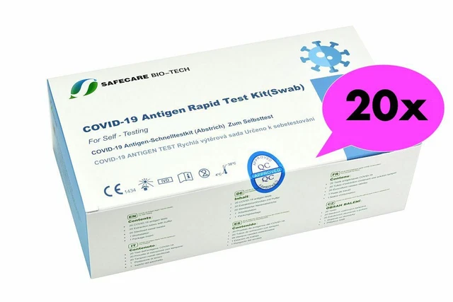 20X SAFECARE COVID-19 Antigen-Schnelltest 3 Fach Nasen-Rachen Abstrich ...
