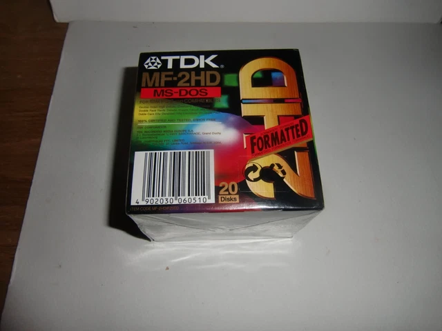TDK MF-2HD MS DOS Dischi bifacciali formattati - Confezione da 20 - Nuovi / Sigillati EUR 21,62 ...