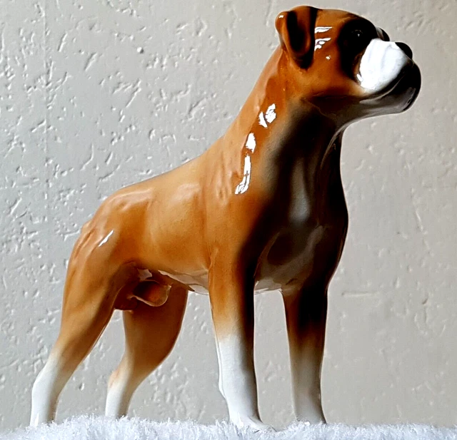 SYLVAC LARGE BOXER Dog Rare Vintage Porcelain Dog Figurine Gloss Model ...