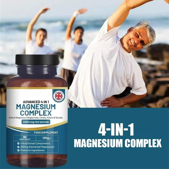 MAGNESIUM GLYCINATE 4-IN-1 Complex 2000mg - High Strength Magnesium ...