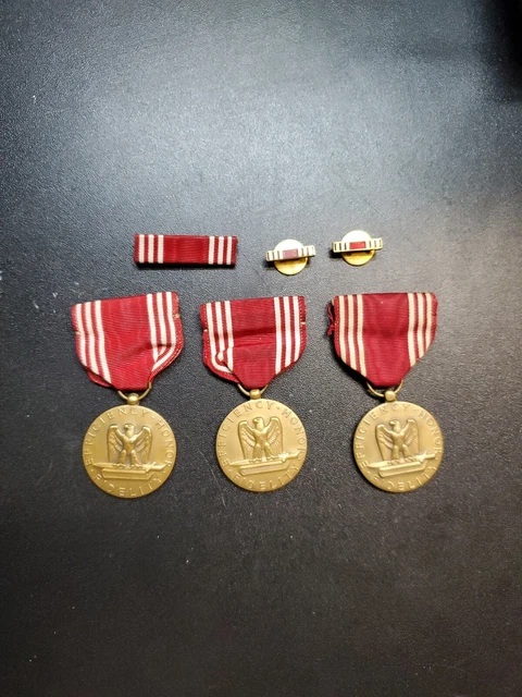 WWII US ARMY Good Conduct Group Medal Ribbon Lapel Button Air Corps WW2 ...