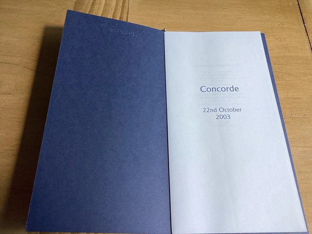 BRITISH AIRWAYS CONCORDE Manchester Special Flights Menu 22nd October ...