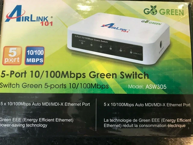 AIRLINK 101 5-PORT Gigabit 10/100/Mbps Green Ethernet Network Switch ...