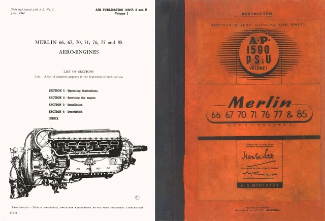 ROLLS ROYCE MERLIN Engine Service Ops Manual Ww2 Archive 66 67 70 71 77 ...
