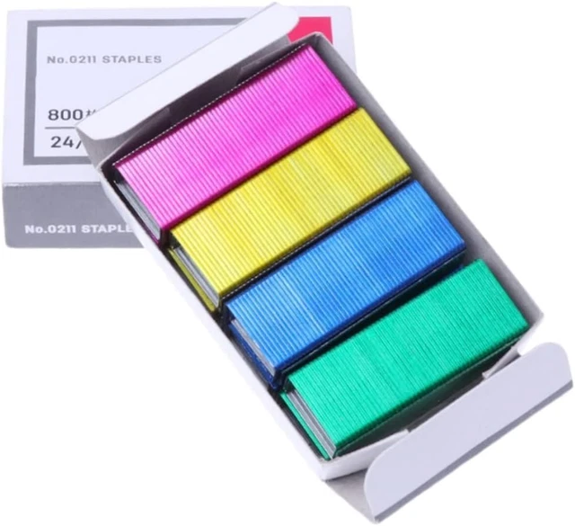 800PCS MINI COLOR Staples DIY Shop Stapler Refills Standard Book ...