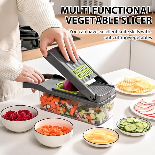 16 IN 1 Multifunctional Vegetable Chopper Handle Food Grater Egg Liquid ...