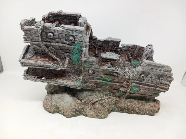 LARGE SHIPWRECK AQUARIUM Ornament Fish Tank Decor Hollow Hiding Places ...